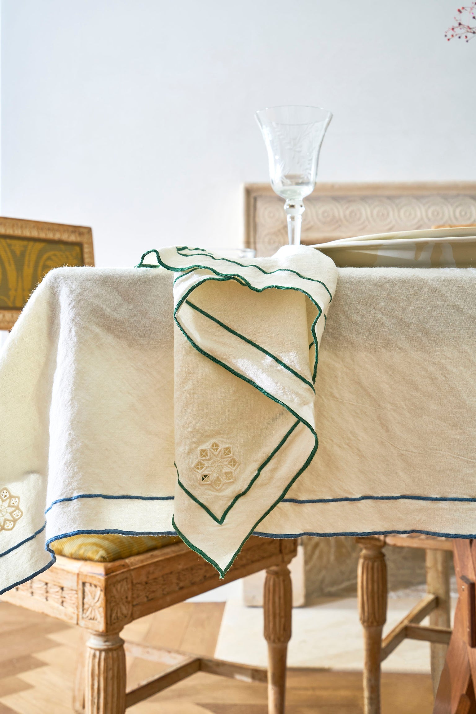 Linen & Bamboo Reusable Cloth Napkins | Slate Grey & Clover Green ...