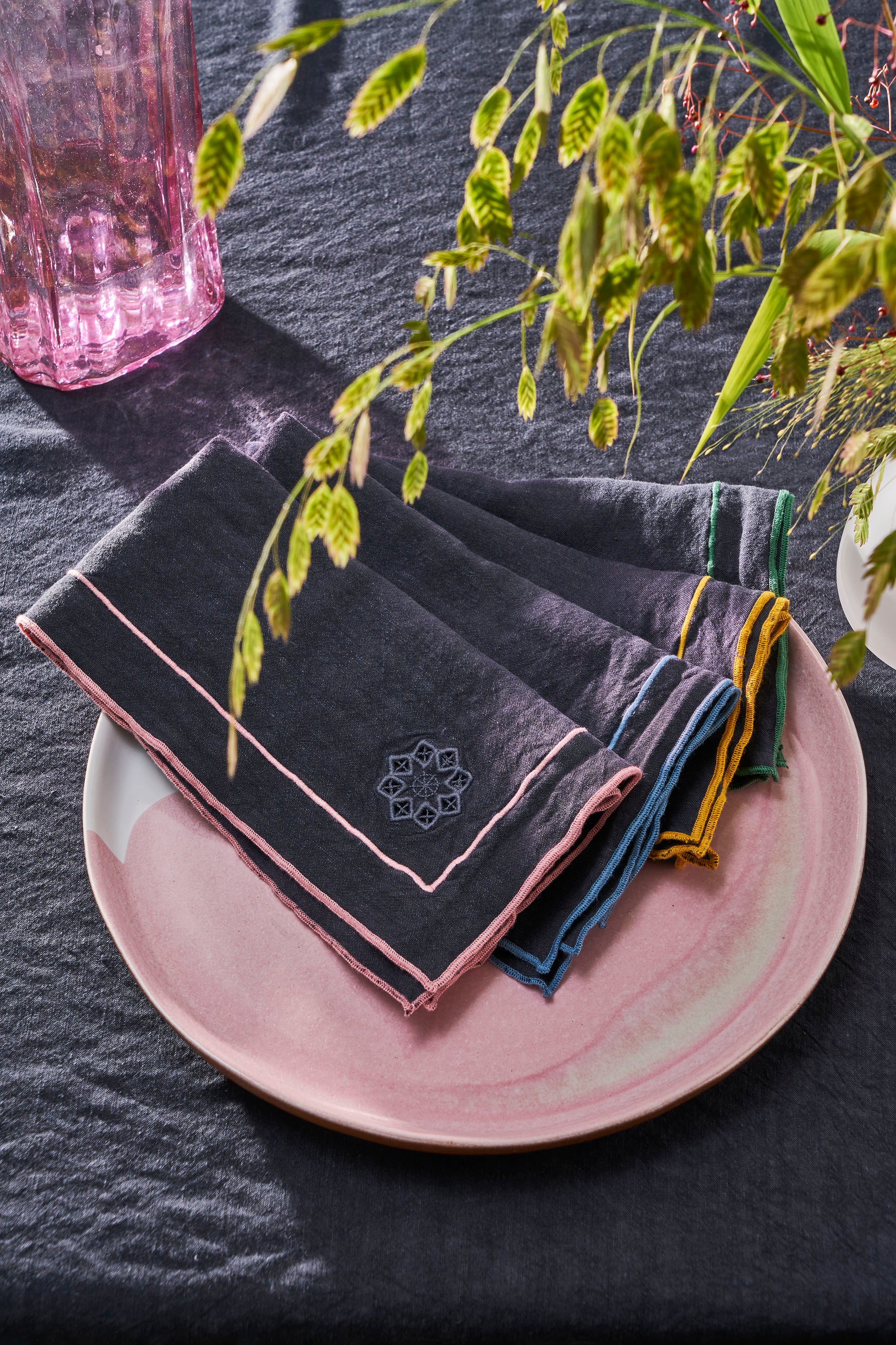 Linen & Bamboo Reusable Cloth Napkins | Slate Grey & Multi Color ...
