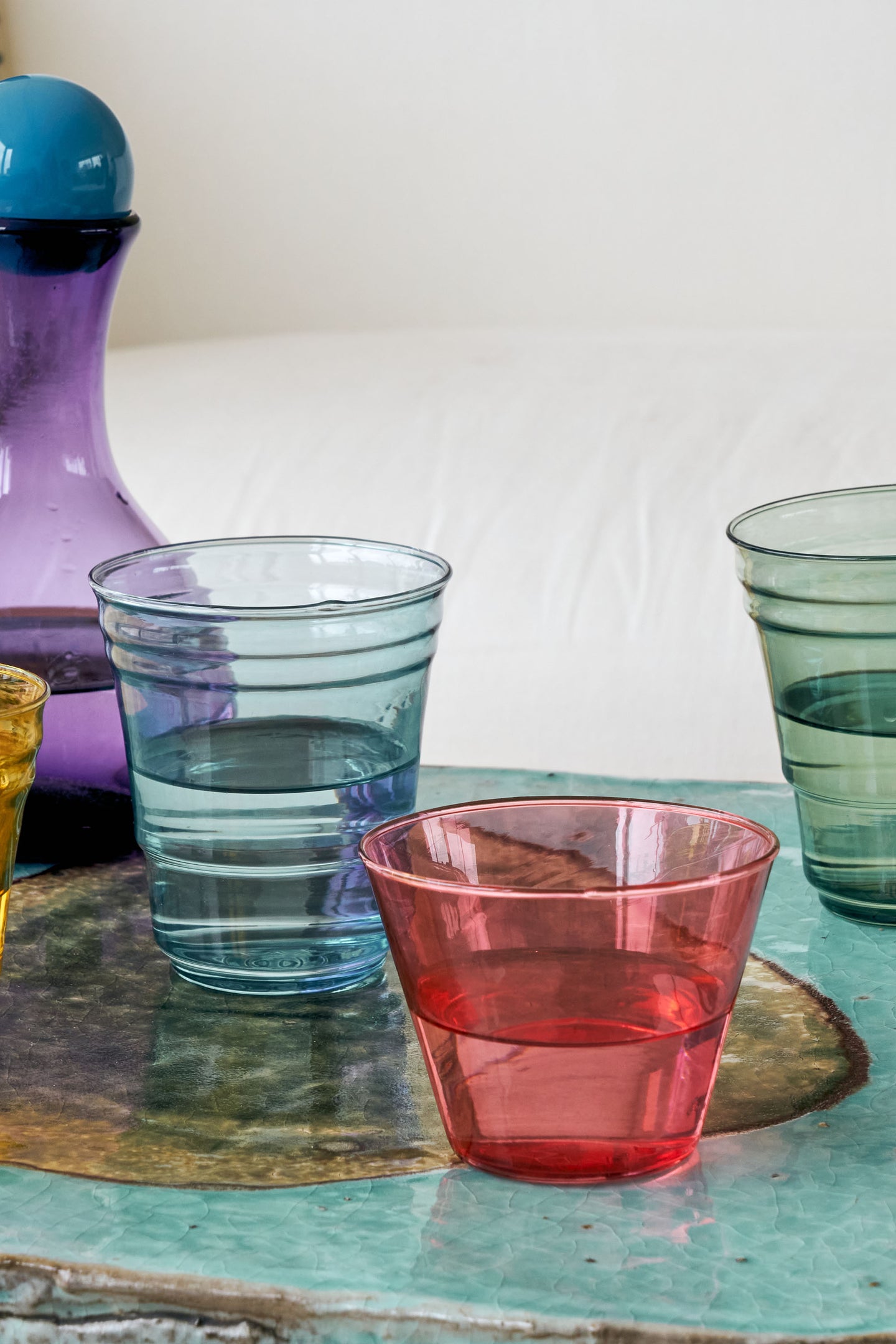 Peony Pink Recycled Glass Short Drinking Glasses | Rentrayage