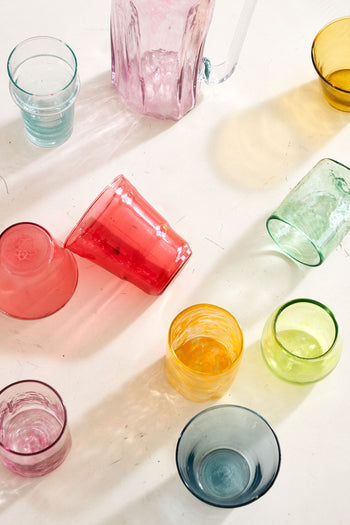 Peony Pink Recycled Glass Tall Drinking Glasses | Rentrayage