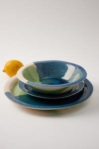 Green & Blue Ink Ceramic Dinner Plate | Rentrayage