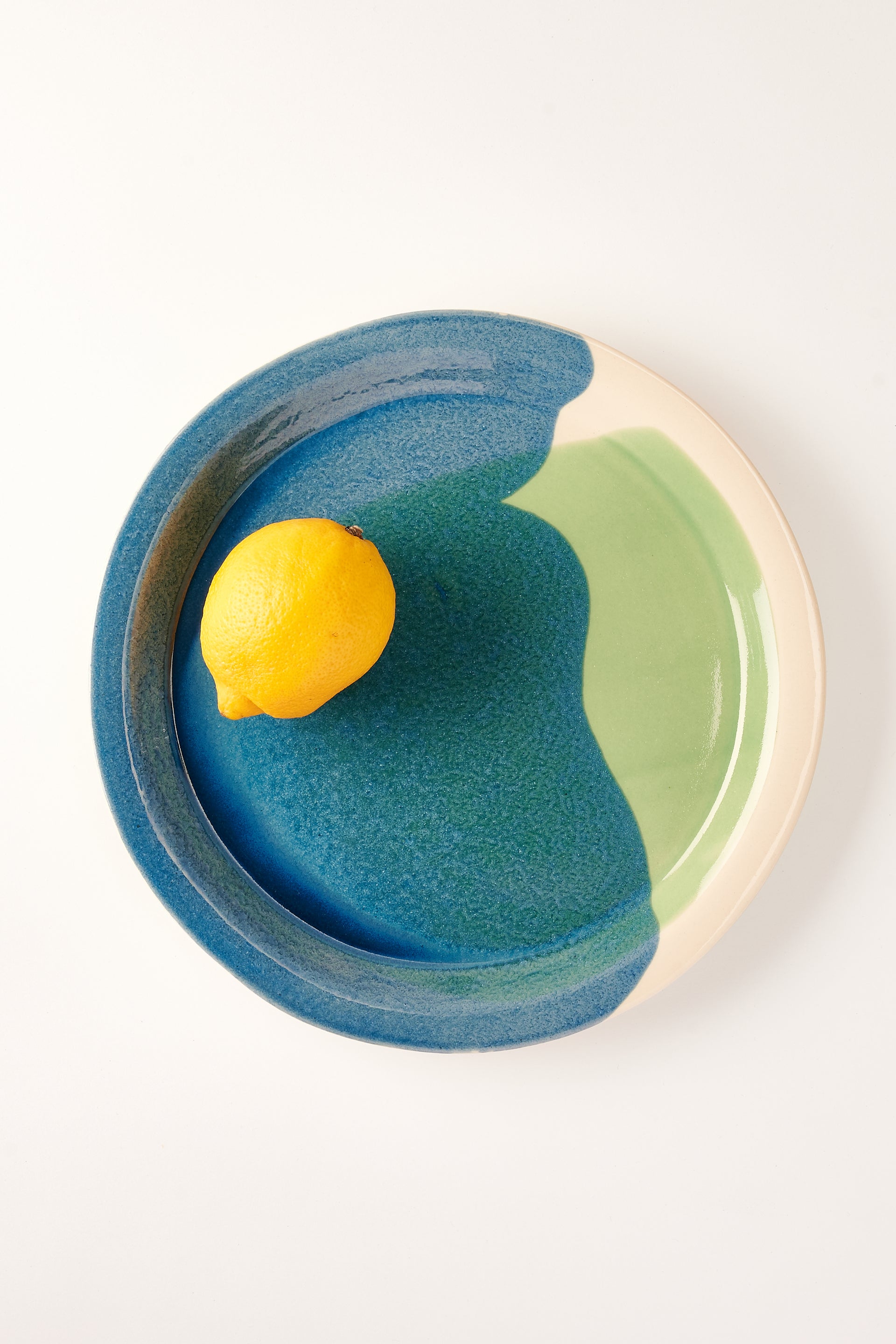 Green & Blue Ink Ceramic Dinner Plate | Rentrayage