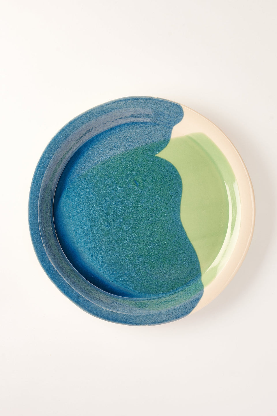 Green & Blue Ink Ceramic Dinner Plate | Rentrayage