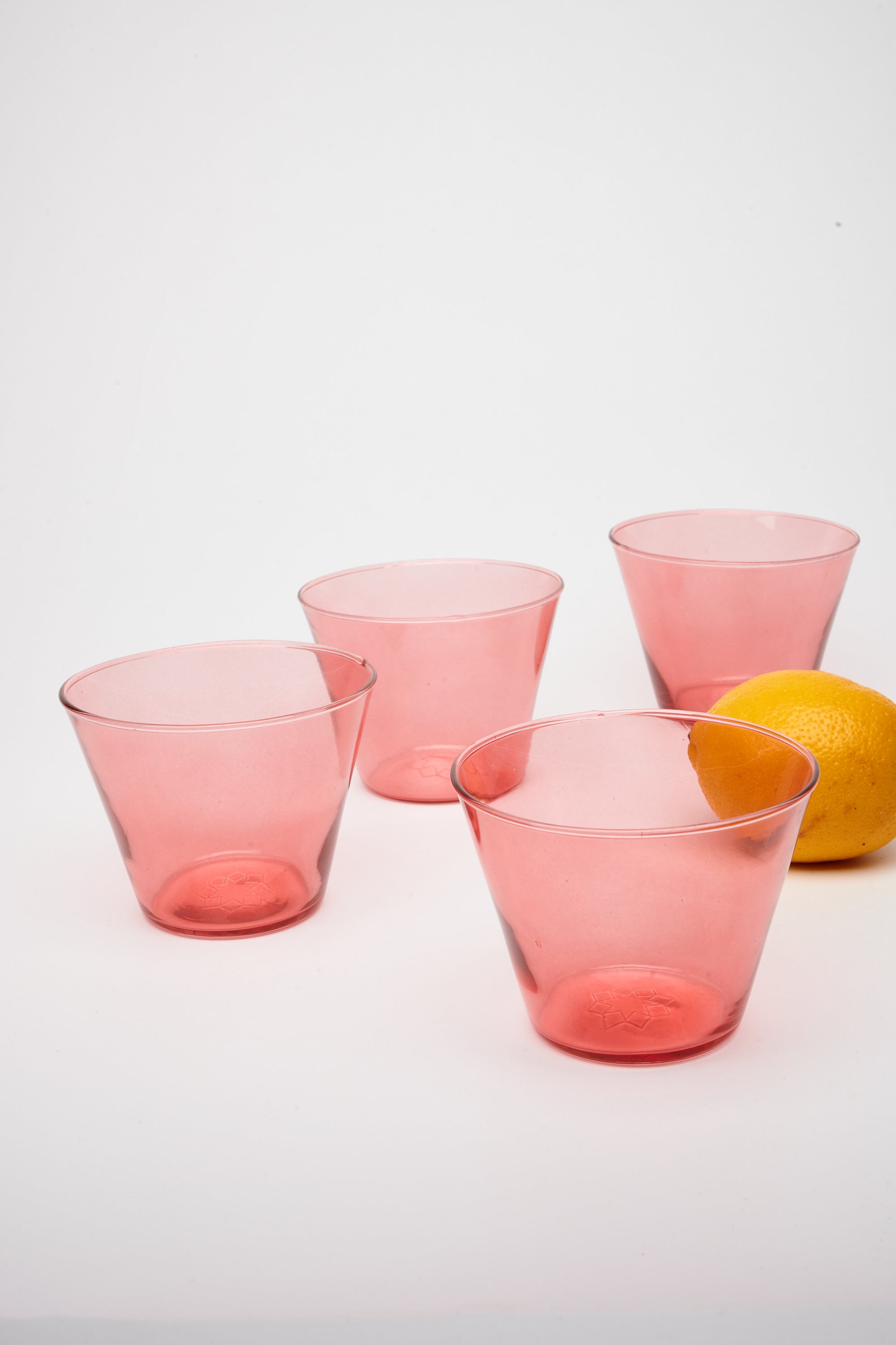 Peony Pink Recycled Glass Short Drinking Glasses | Rentrayage