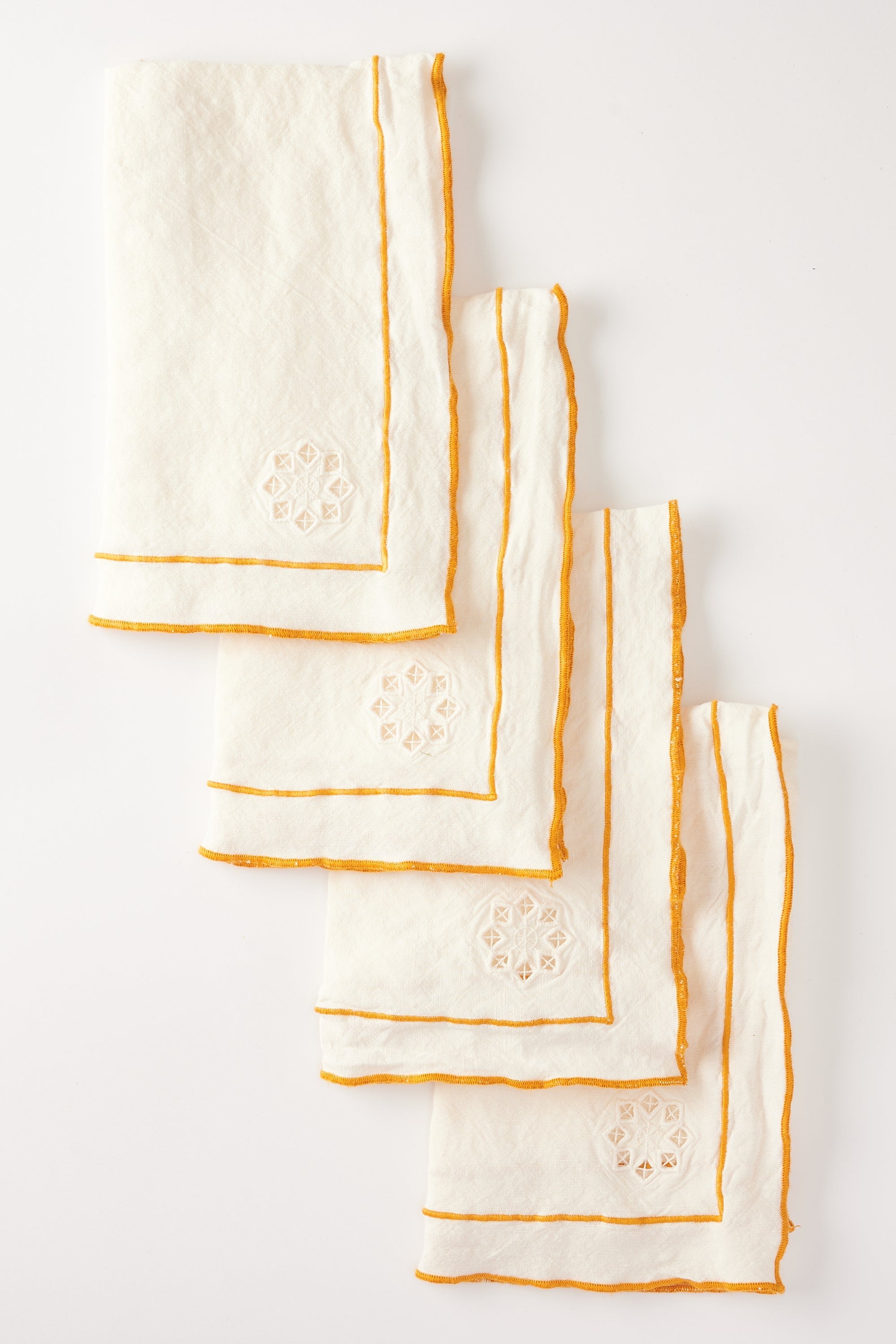 Linen & Bamboo Reusable Cloth Napkins | Cream & Marigold Yellow ...